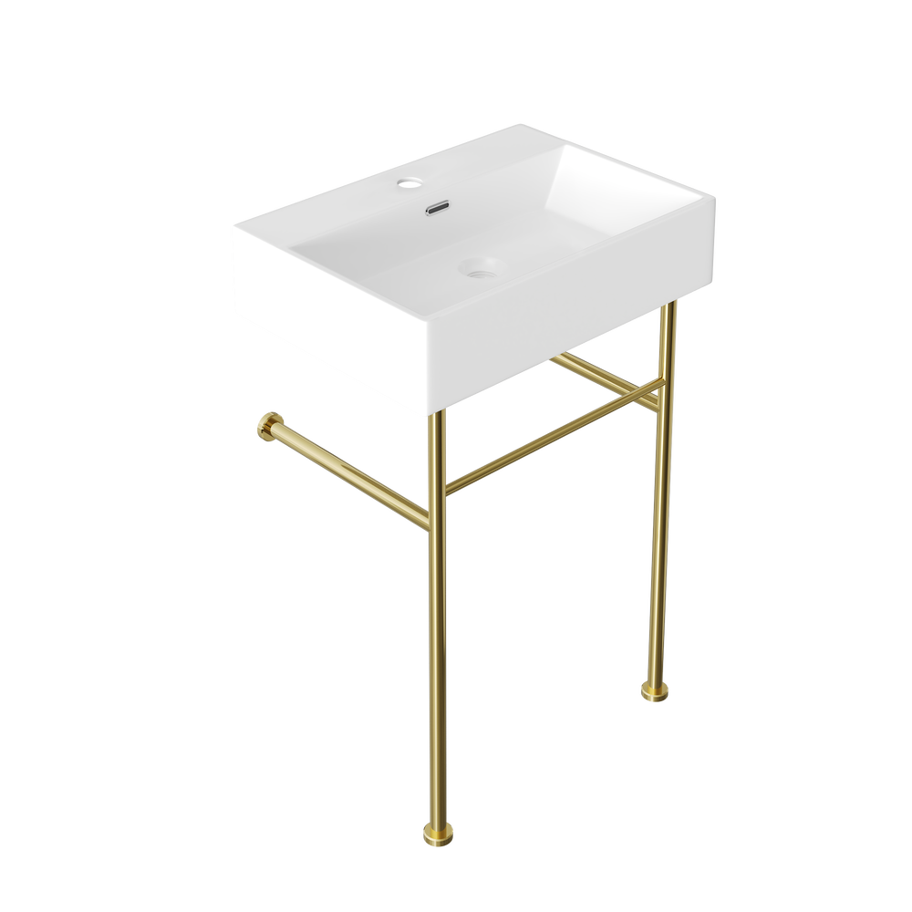 DeerValley DV-1CS0117G 24" White Ceramic Console Bathroom Sink with ...
