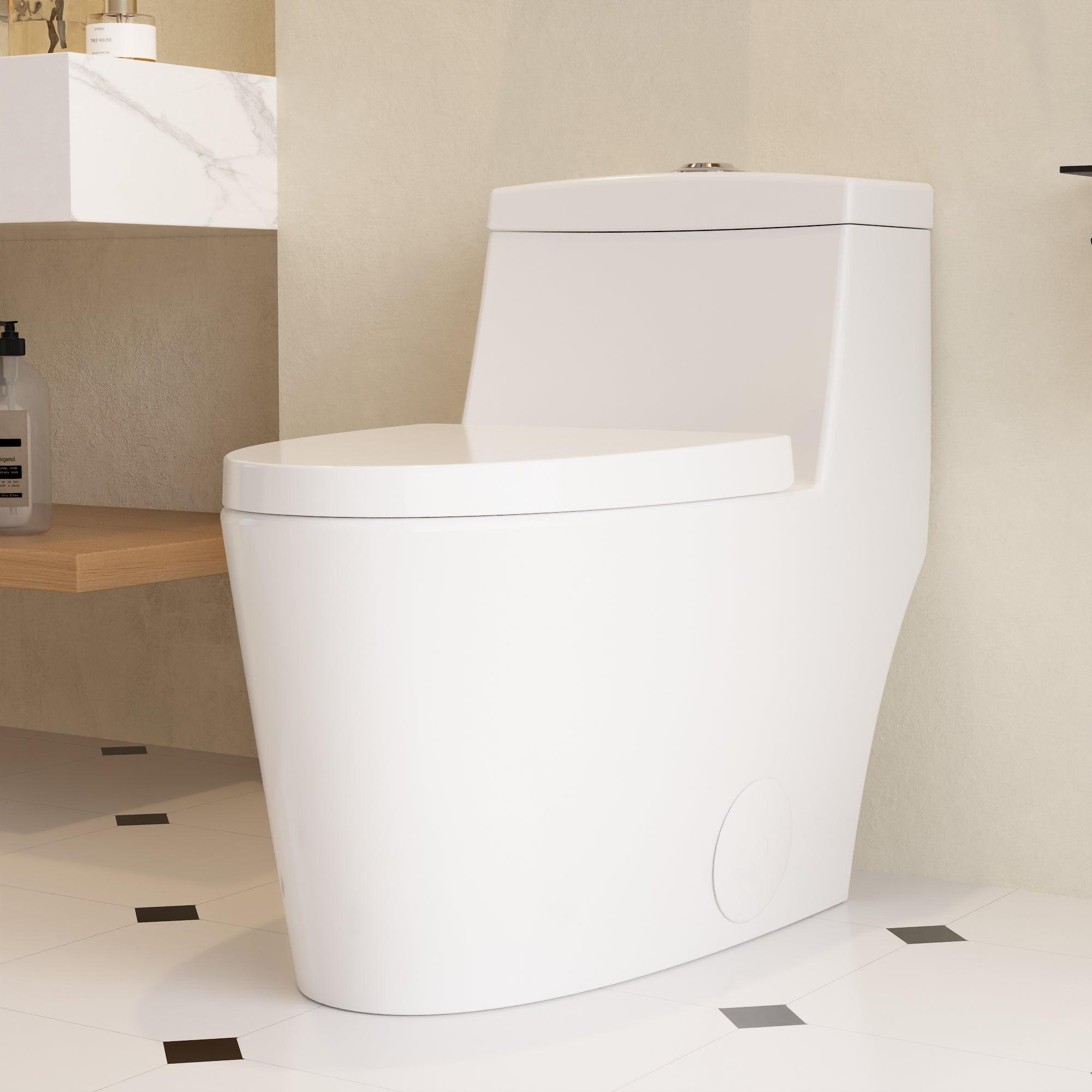 DeerValley DV-1F52636 Prism Dual-Flush Elongated One-Piece Toilet with ...