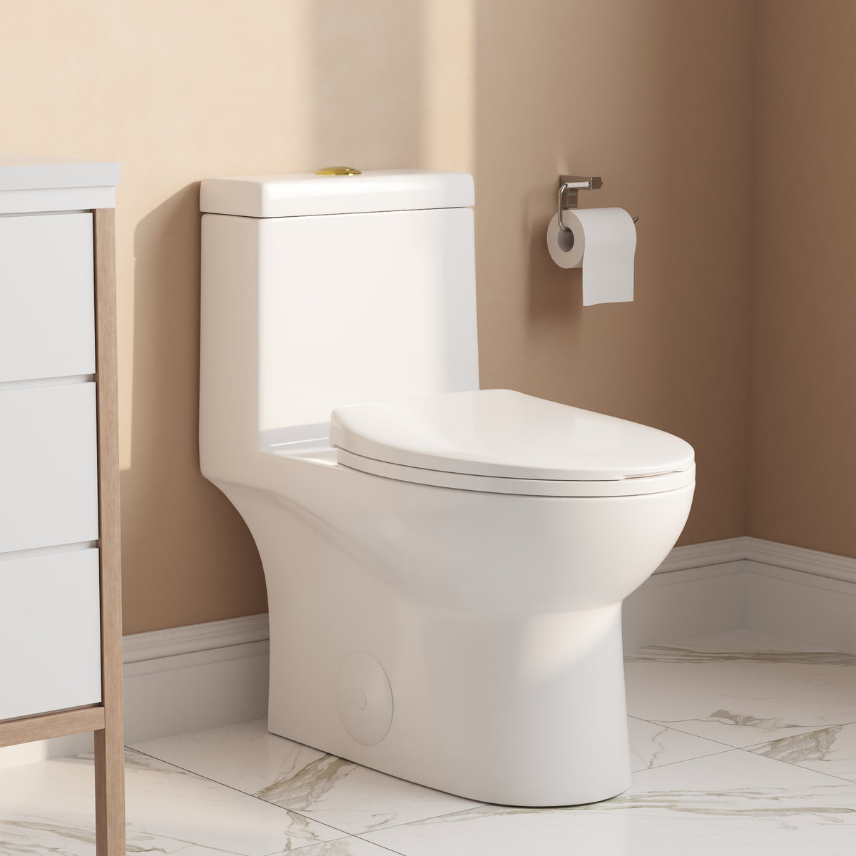 DeerValley DV-1F52816 Ally Dual-Flush Elongated One-Piece Toilet with ...