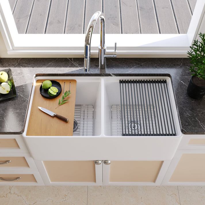 DeerValley DV-1K0068 33" L X 20" W Double Basin Workstation Farmhouse ...