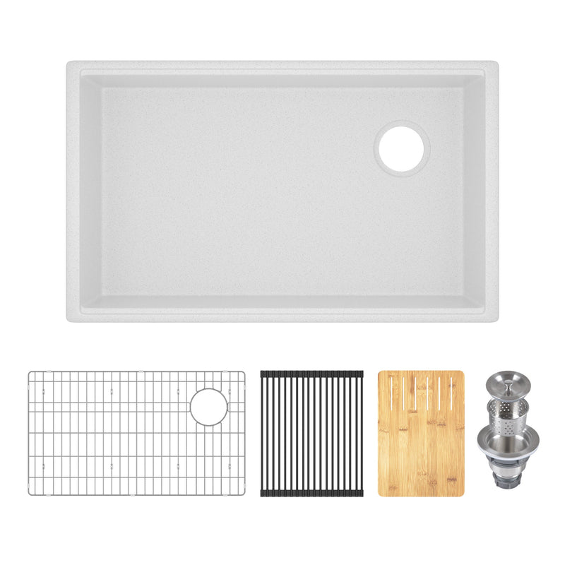 30" L x 18" W Rectangular Workstation Undermount Kitchen Sink, Natural ...