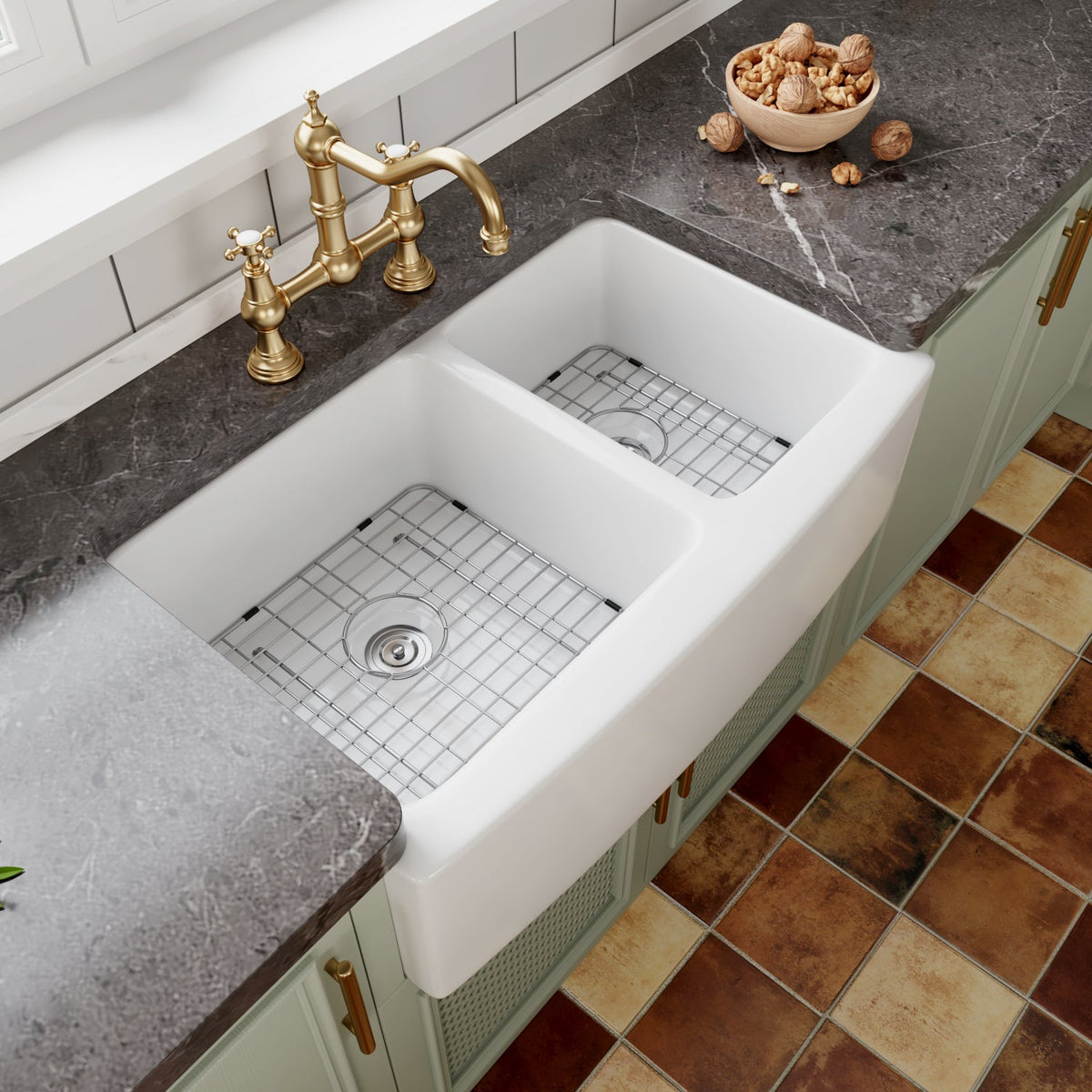 DeerValley DV-1K705 Eclipse 33" L X 21" W Double Basin Ceramic ...