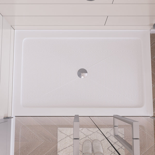 DeerValley DV-1SB0107 48"X 30" Shower Base in White with Single Threshold and Center Drain, Non ...