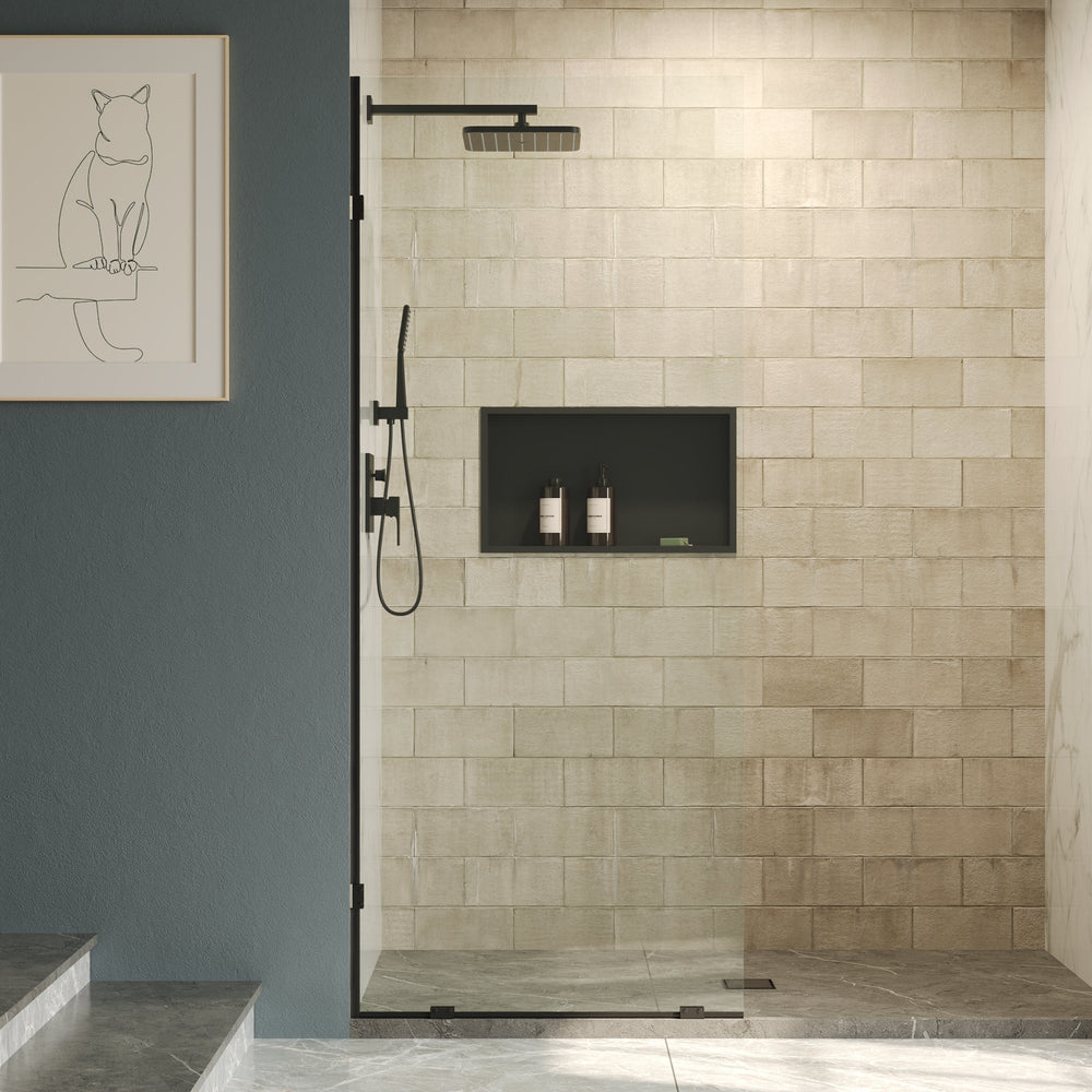 ALLY 36"x 78" Single Fixed Glass Panel for Shower, Thick Frameless Tem ...