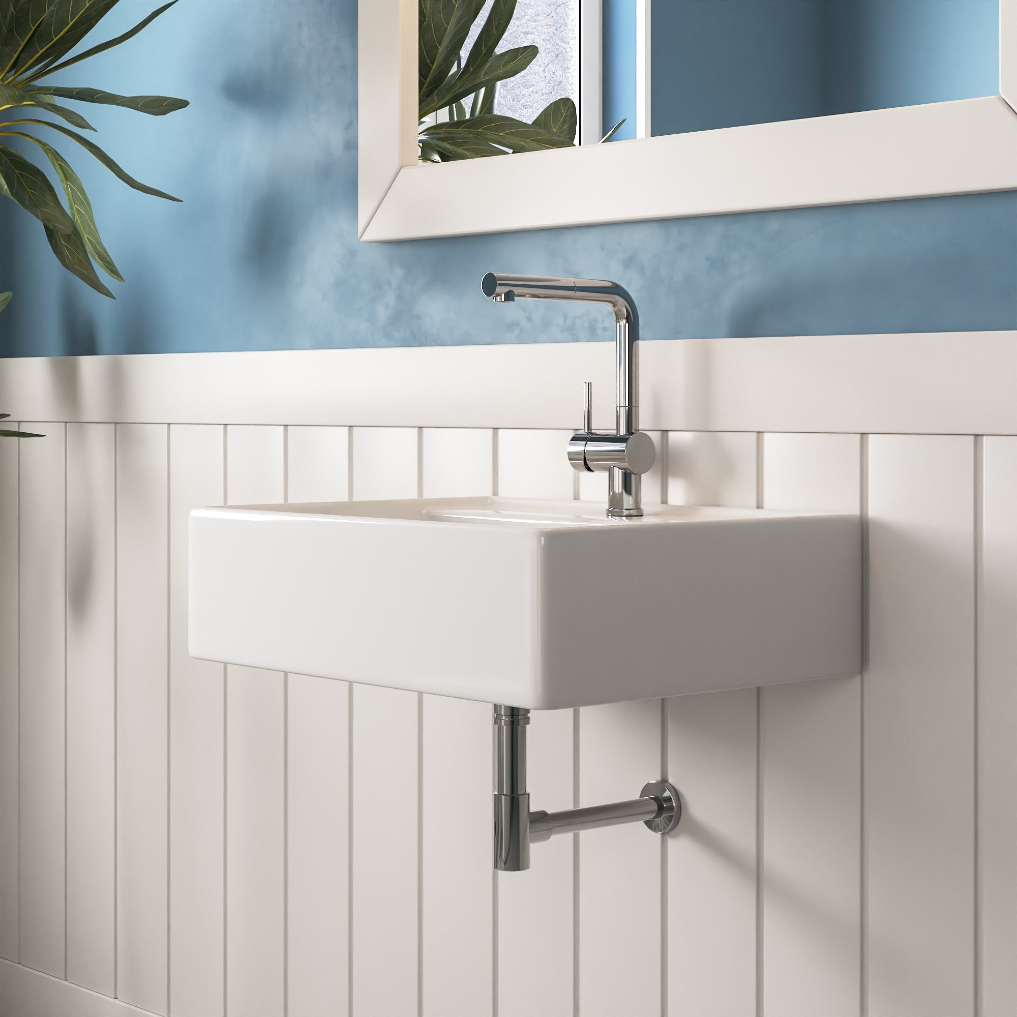 DeerValley DV-1WS0127 Rectangular Wall Mounted Ceramic Sink In White ...